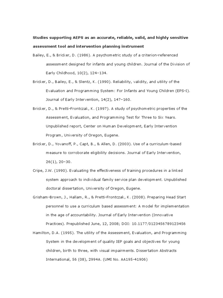 AEPS Citations | PDF | Individualized Education Program | Educational ...