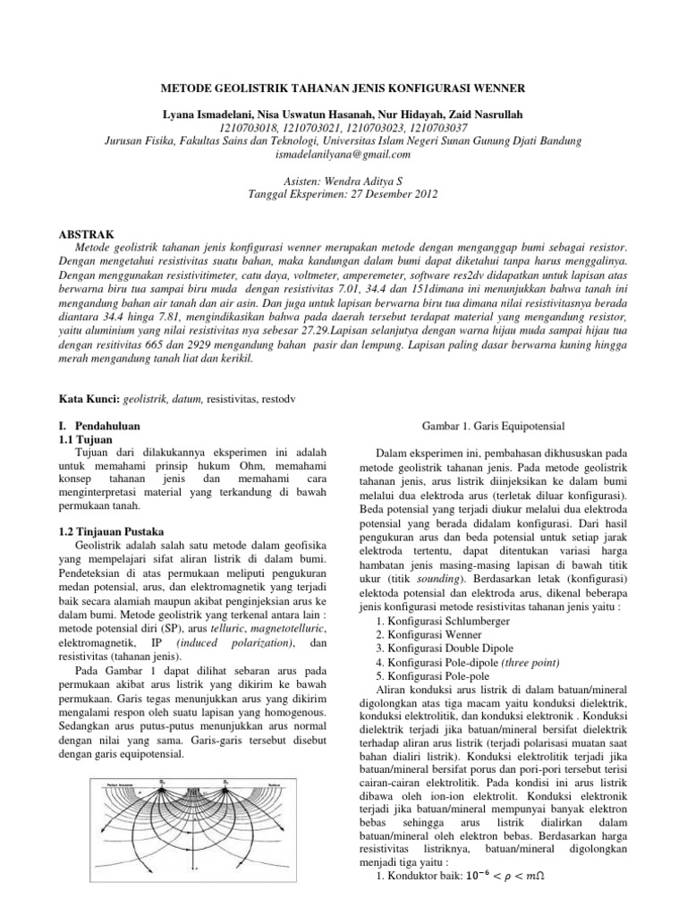 Metode Geolistrik Tahanan Jenis Konfigurasi Wenner | PDF