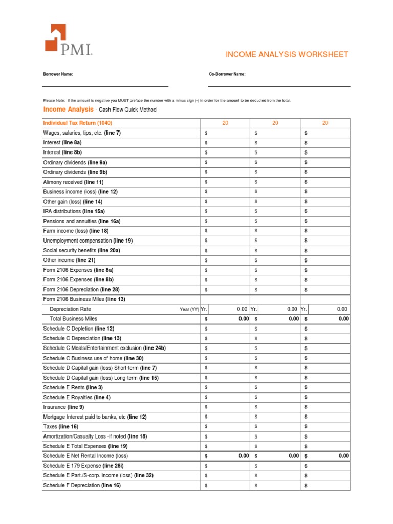 Income Analysis Worksheet | PDF | Expense | S Corporation