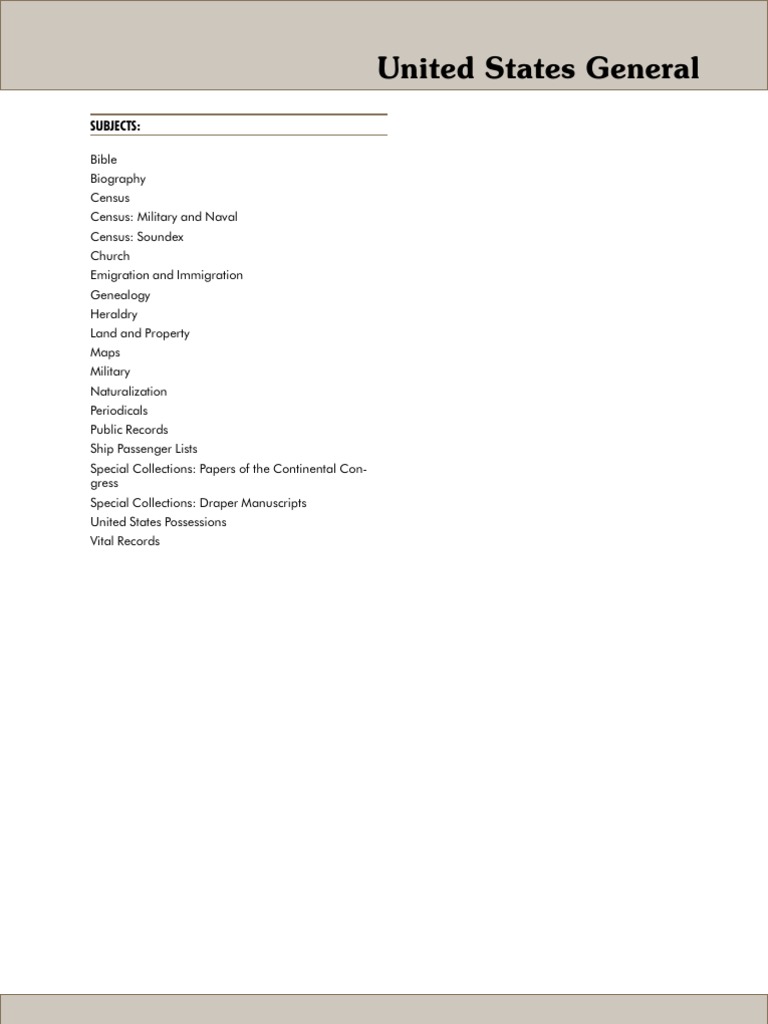 United States General Records Guide | PDF | Genealogy | Microform