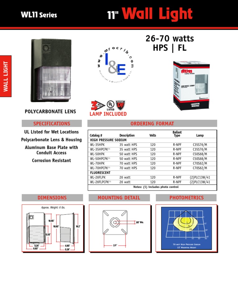 Wall Light WL11 | PDF | Lighting | Electrical Components