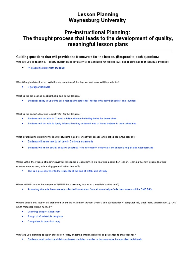 4th Grade Life Skills Math Plan | PDF | Lesson Plan | Educational ...