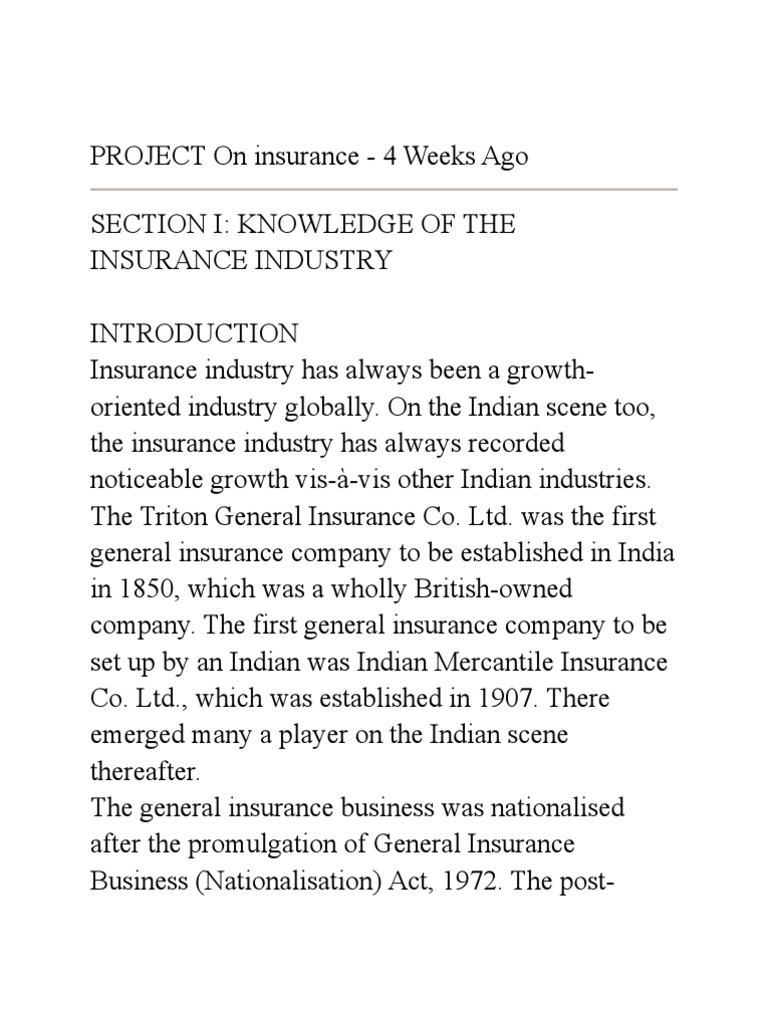 PROJECT On Insurance | PDF
