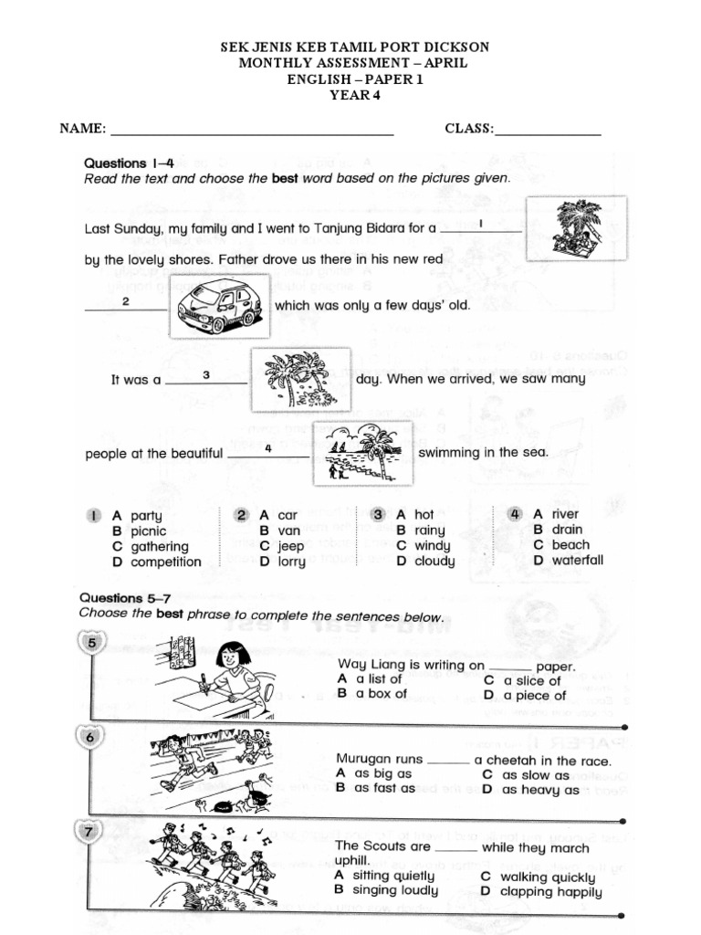 Year 4 English Assessment April 2023 | PDF