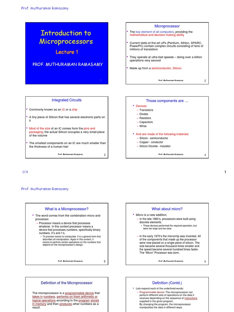 Introduction To Micro Processor | PDF | Microprocessor | Integrated Circuit