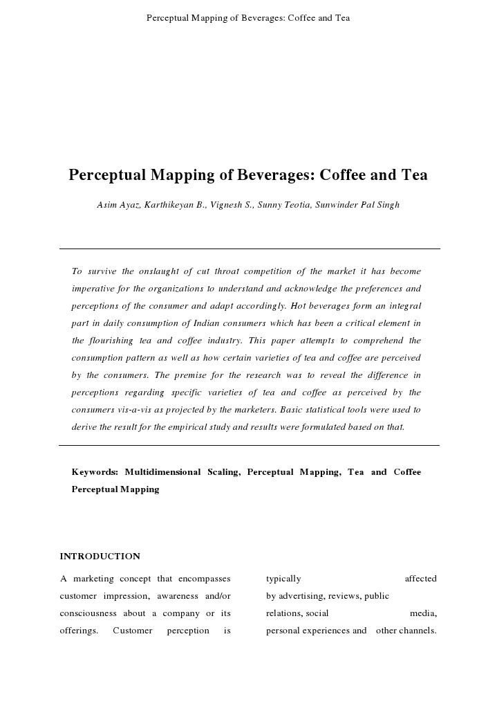 Perceptual Mapping of Beverages: Coffee and Tea | PDF | Perception | Coffee