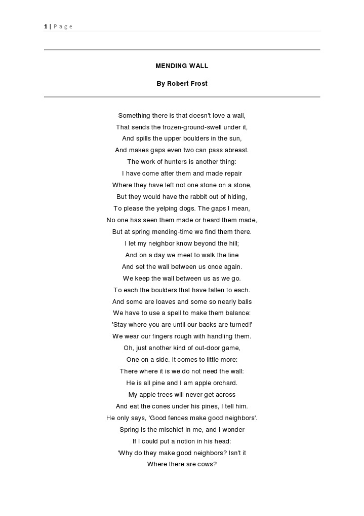Analysis of Frost's "Mending Wall" | PDF | Apple