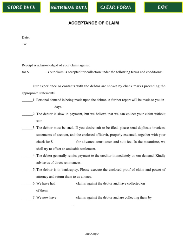 Acceptance of Claim: Ahaaaqap | PDF | Business