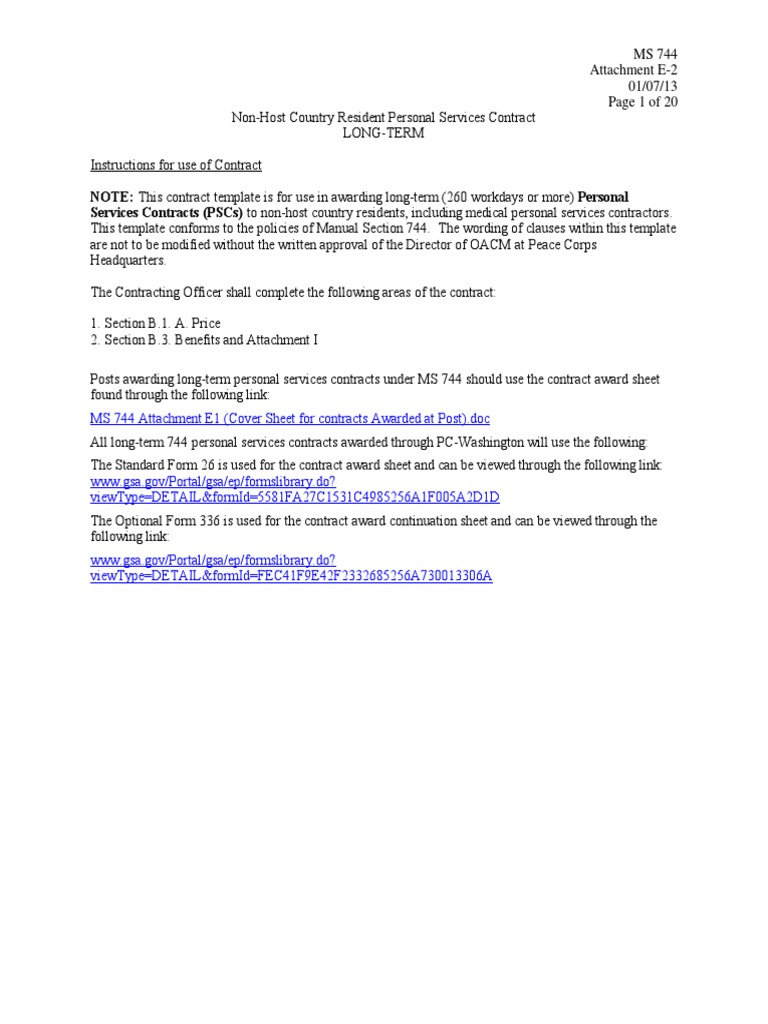 PEACE Personal Services Contractor 2011 - MS 744a Attachment E-2 ...