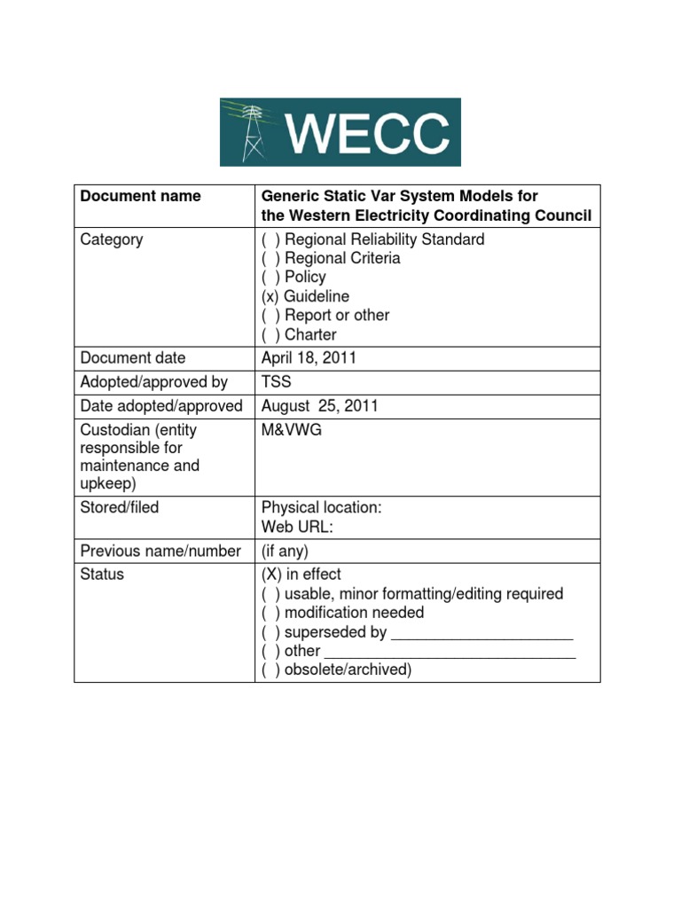 Svs Modeling Wecc 2011 | PDF | Electric Power System | Capacitor