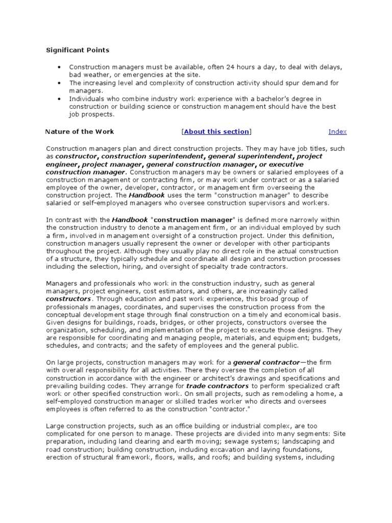 Job Description | PDF | Construction Management | General Contractor