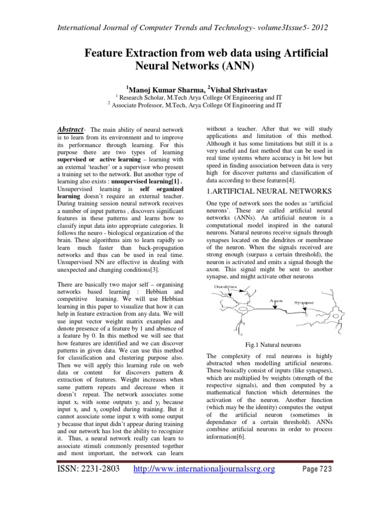 Feature Extraction From Web Data Using Artificial Neural Networks (ANN ...