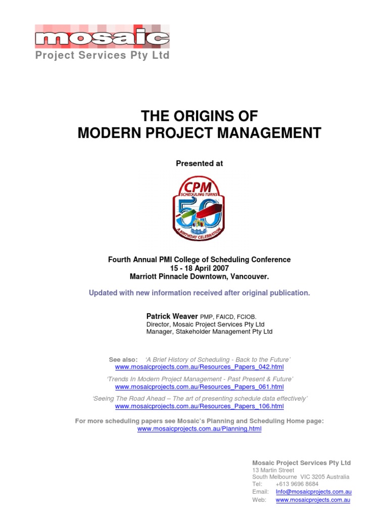 The Origins of Modern Project Management | PDF | Project Management ...
