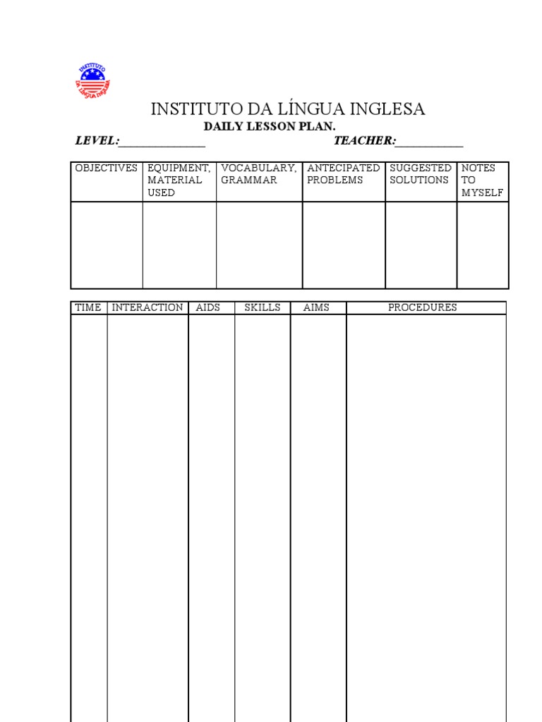 English Lesson Plan Template | PDF
