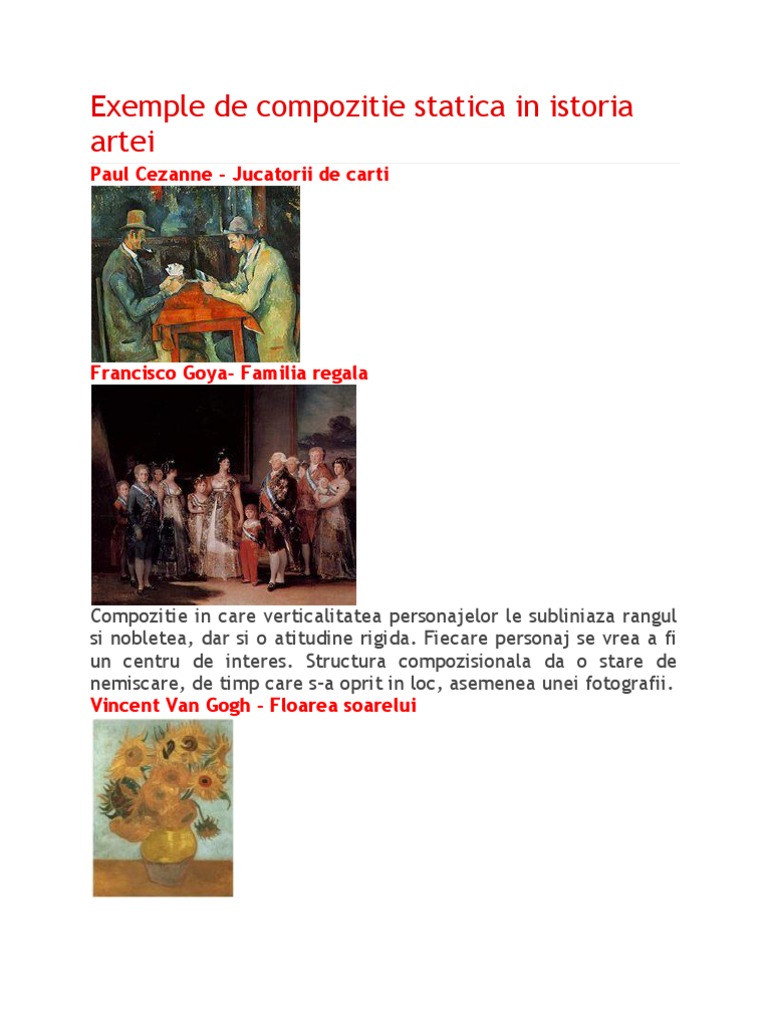 Exemple de Compozitie Statica in Istoria Artei | PDF