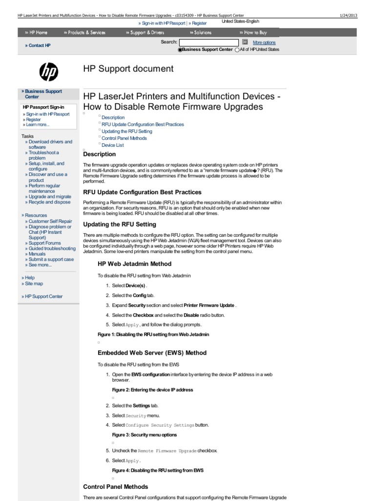 How To Disable Remote Firmware Upgrades - c03154309 - HP Business ...