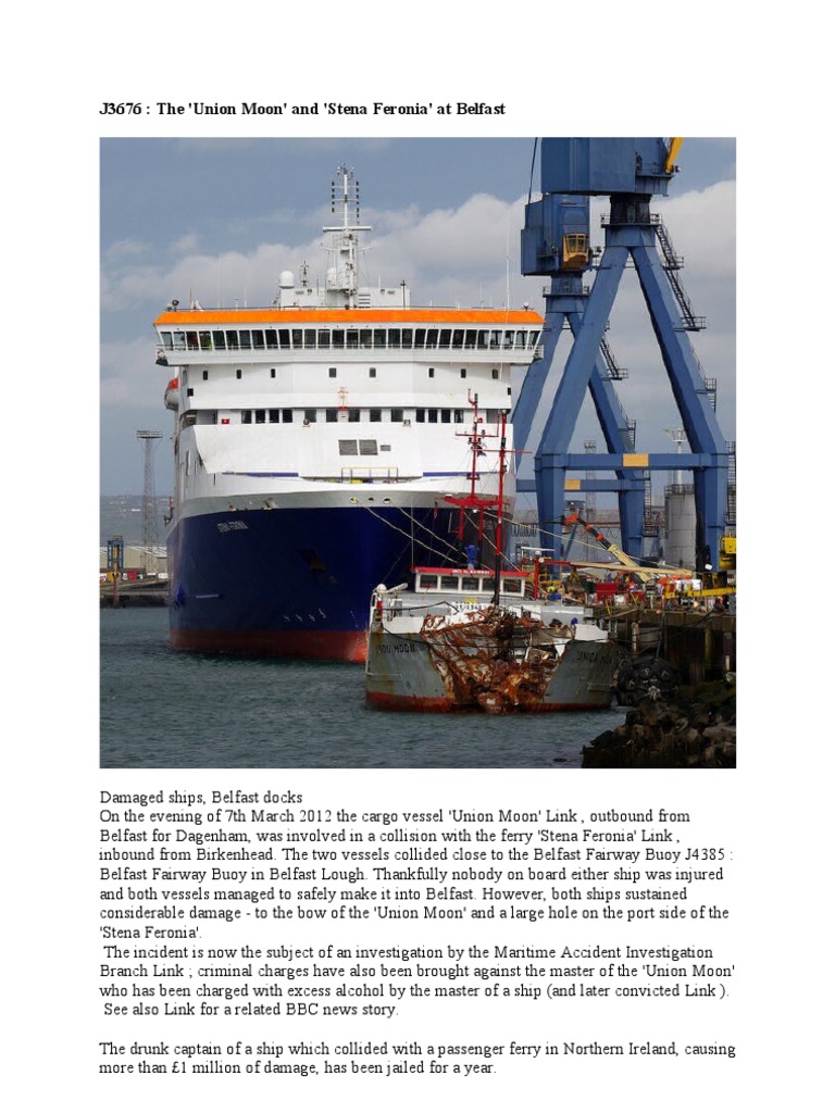 Union Moon and Stena Feronia Collision | PDF | Belfast | Ships