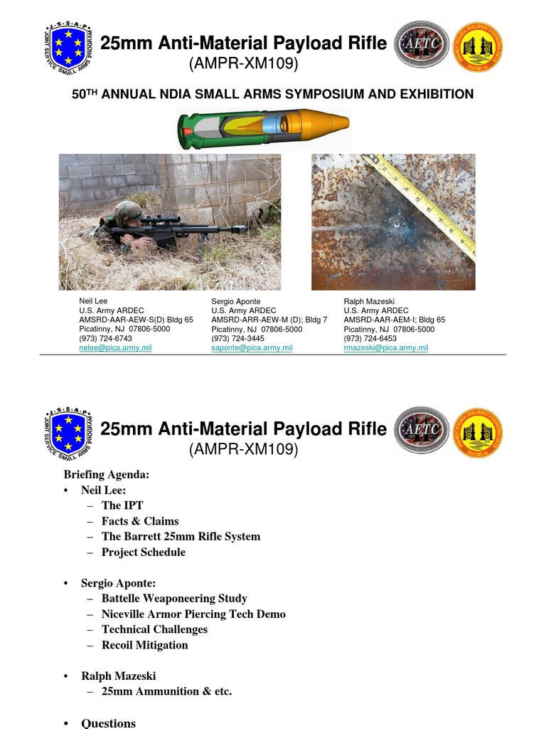 25mm Anti-Material Payload Rifle (AMPR-XM109): Briefing on Development ...
