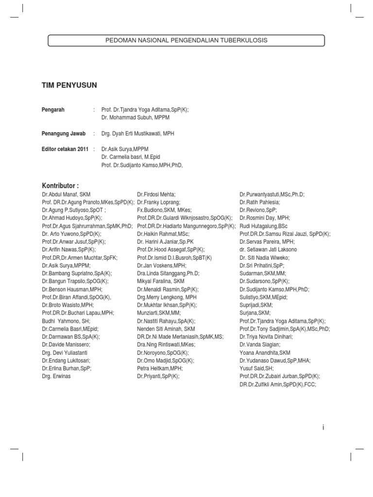 DEPKES RI 2011 Pedoman Penanggulangan TB Di Indonesia PDF | PDF