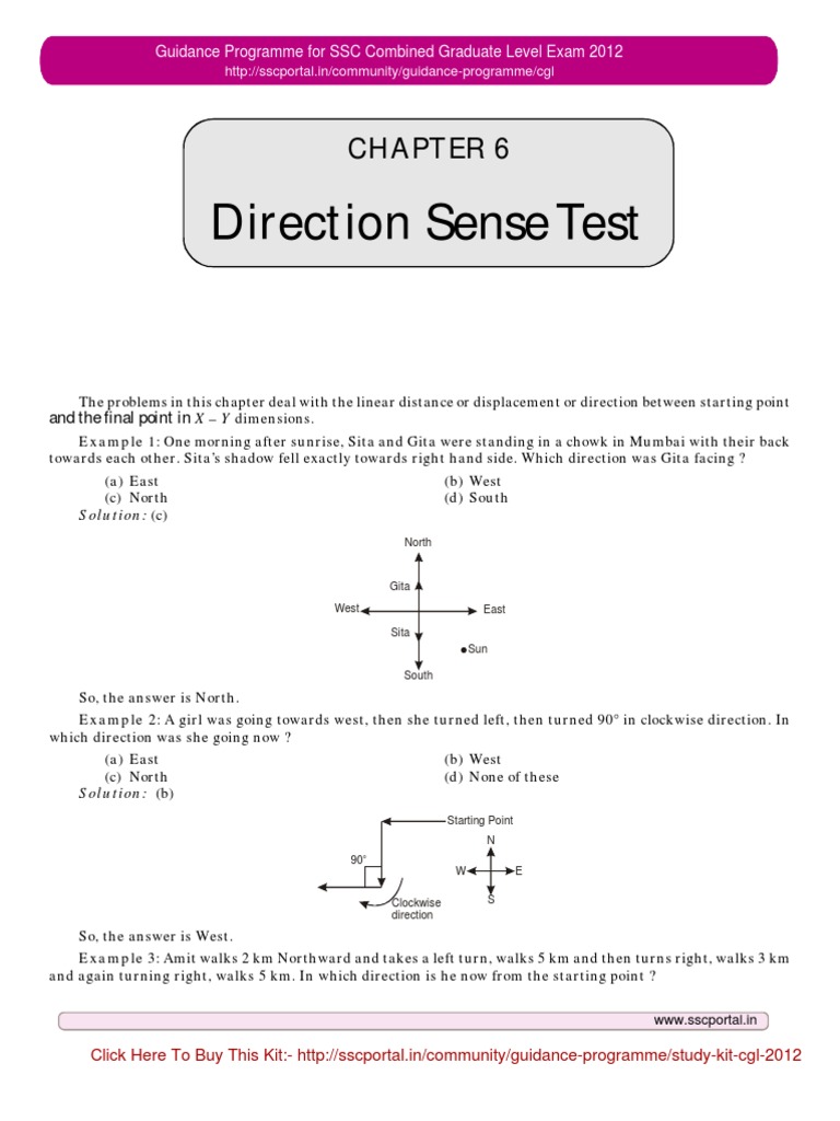 SSC CGL Reasoning (Direction Sense) | PDF | Teaching Mathematics | Nature