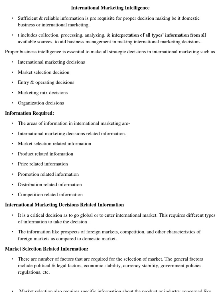 International Marketing Intelligence 2 | Download Free PDF | Market ...