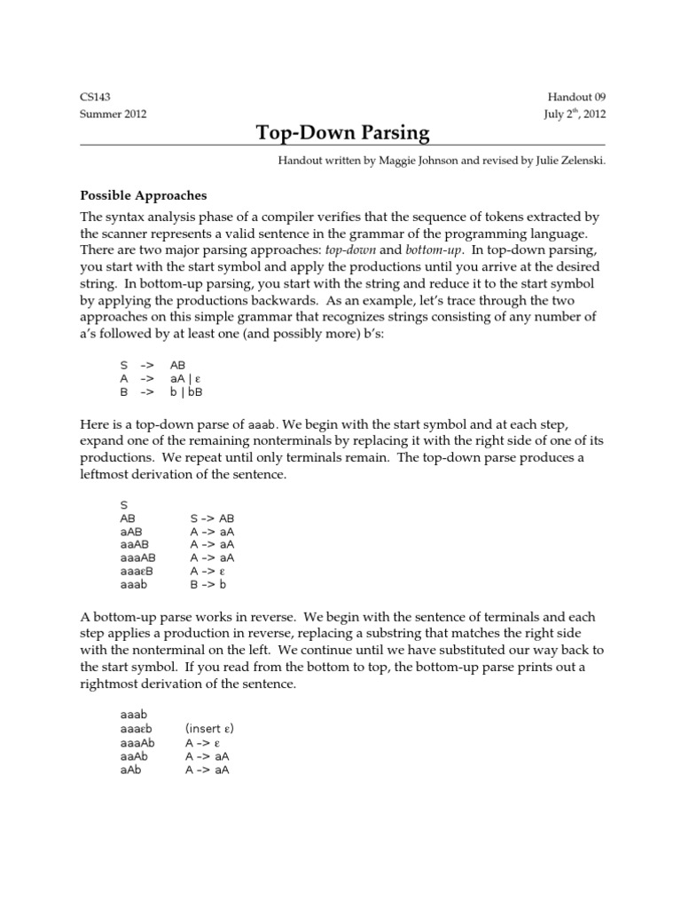 090 Top-Down Parsing | PDF
