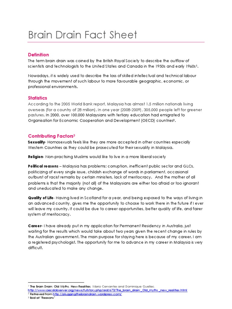 Brain Drain Fact Sheet | PDF | Human Capital Flight | Economies
