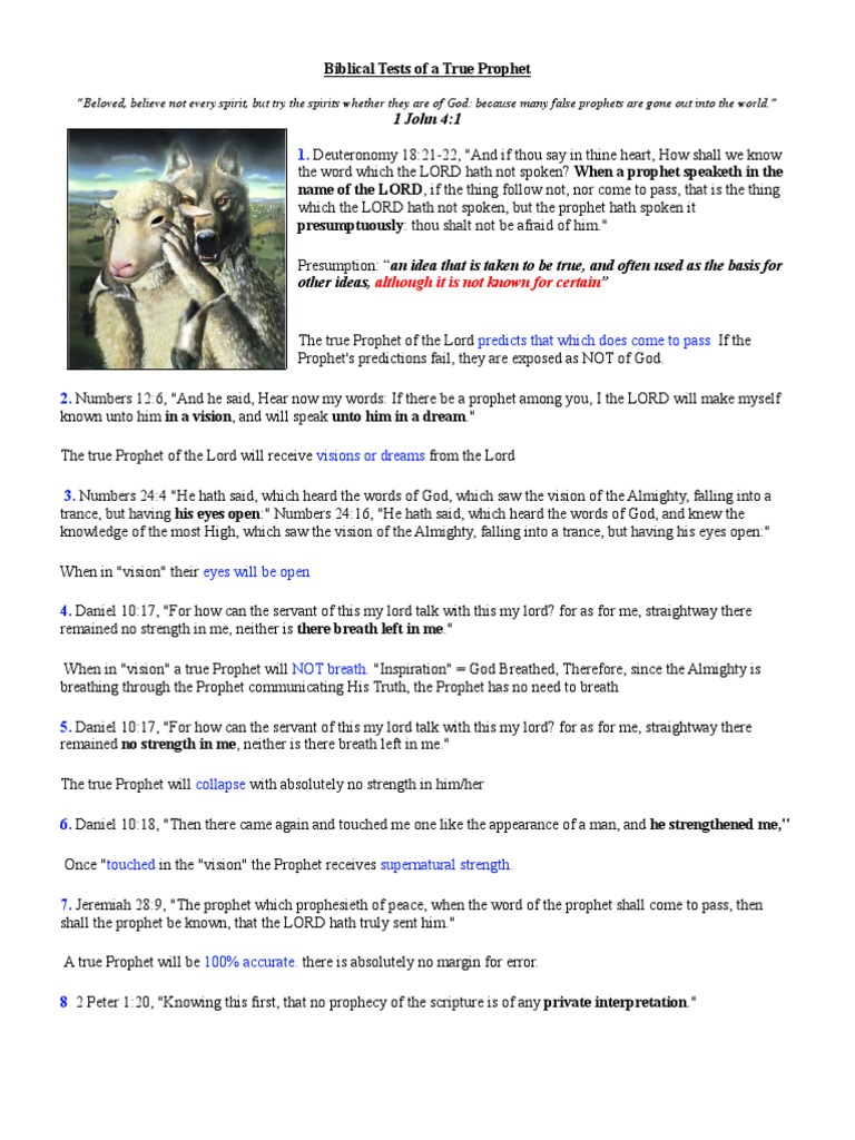 Biblical Tests of A True Prophet | PDF | Prophet | Prophecy