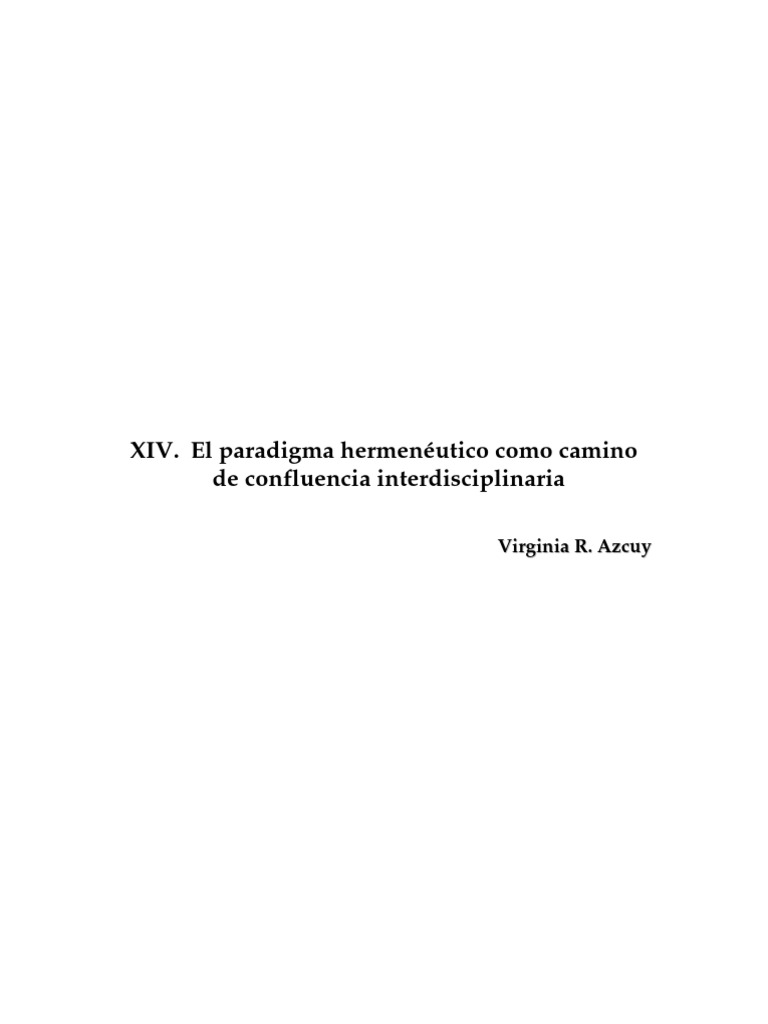 Virginia R Azcuy. El Paradigma Hermeneutico Como Camio de Confluencia ...
