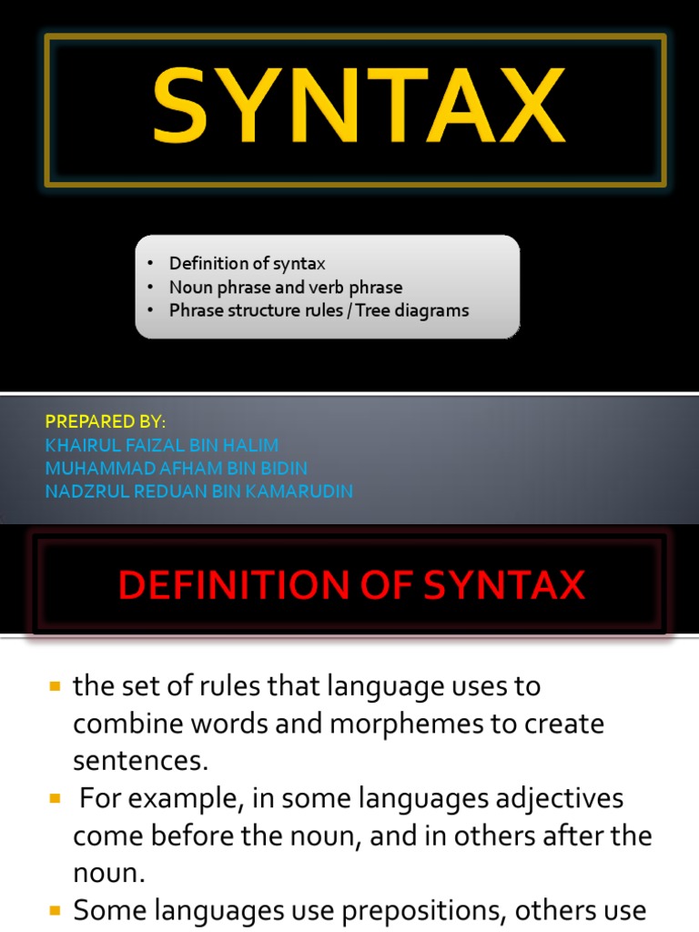 Syntax | Phrase | Noun