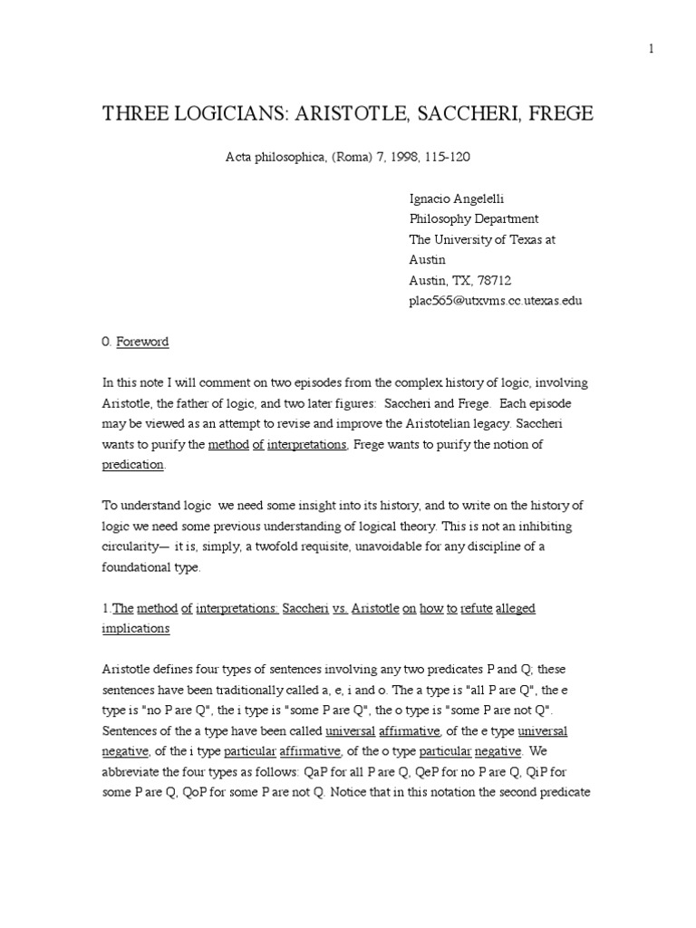Angelelli Three Logicians | PDF | Interpretation (Logic) | Logic