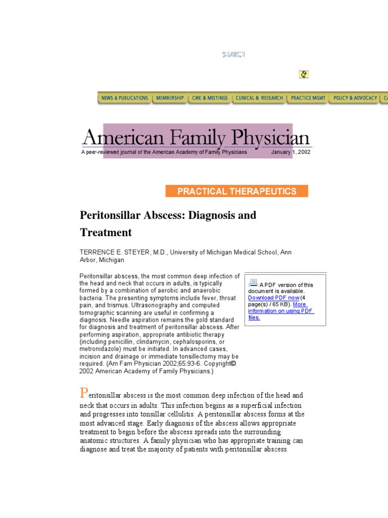 Abcess Peritonsillar | PDF | Immunology | Medicine