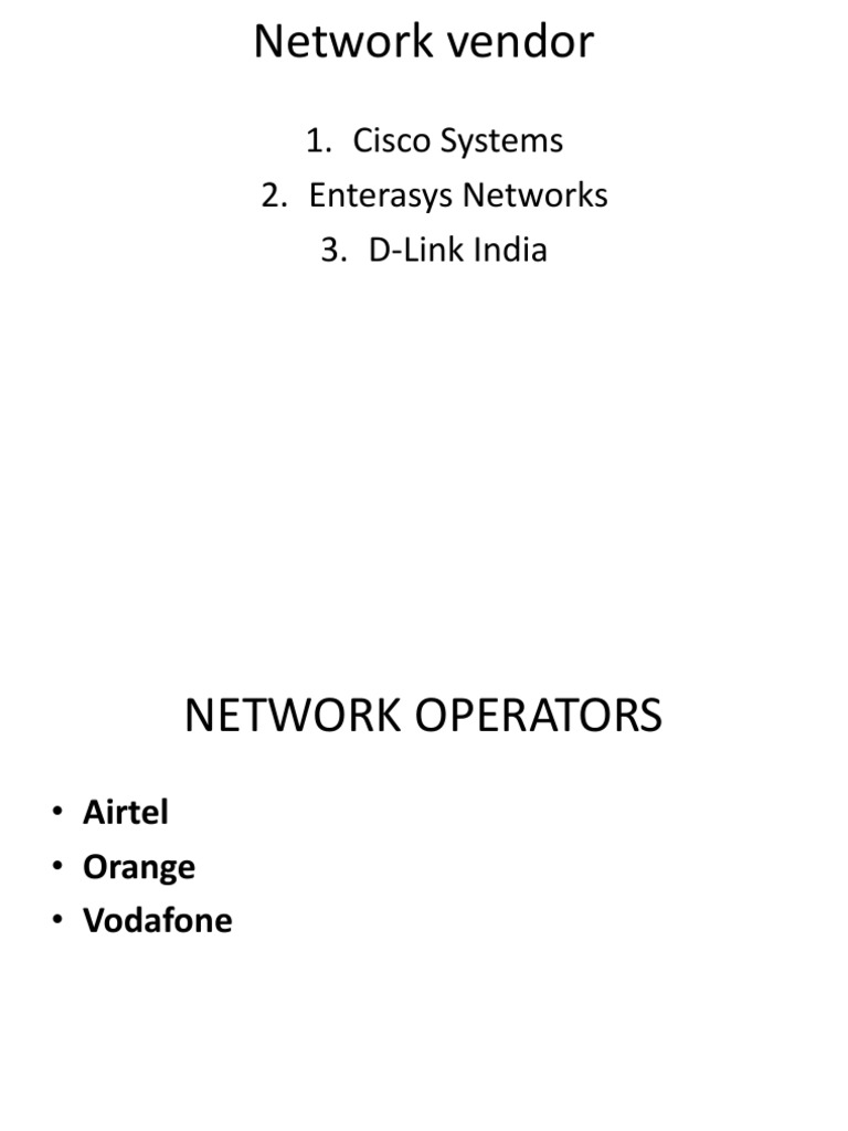 Cisco Systems 2. Enterasys Networks 3. D-Link India | PDF