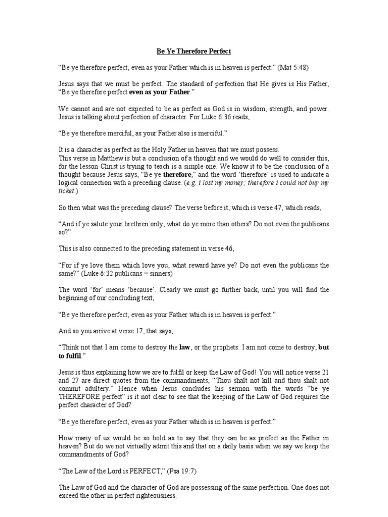 Be Ye Therefore Perfect | PDF | Ten Commandments | Jesus