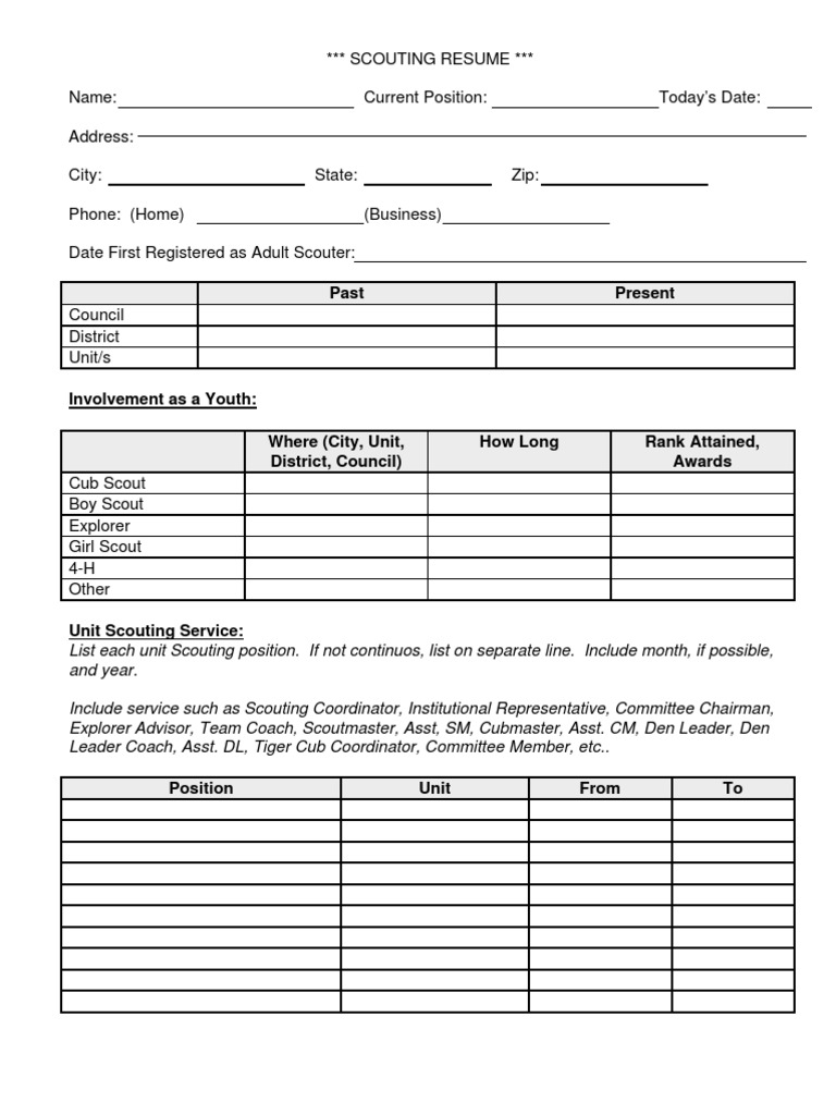 Resume for Scouting Leaders | Boy Scouts Of America | Scouting And Guiding