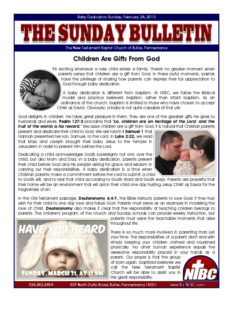 The Sunday Bulletin | PDF | Baptism | Jesus