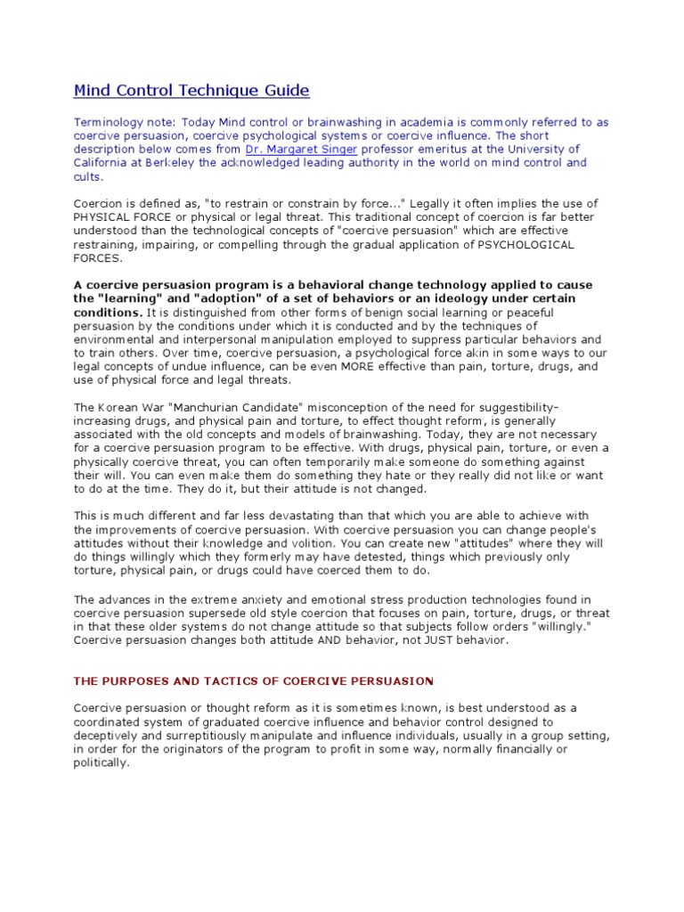 Mind Control Technique Guide | PDF