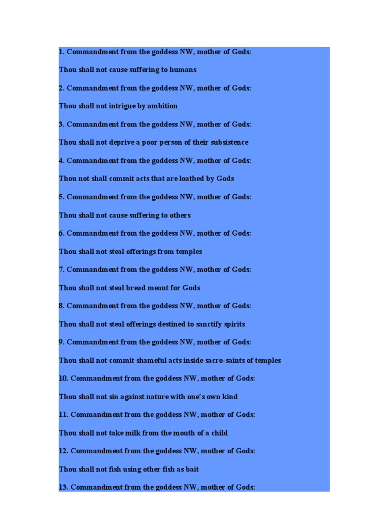 The 77 Commandments from the Goddess NW and Other Deities: Guidelines ...