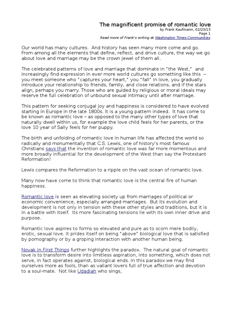 The Magnificent Promise of Romantic Love | PDF | Romance (Love ...