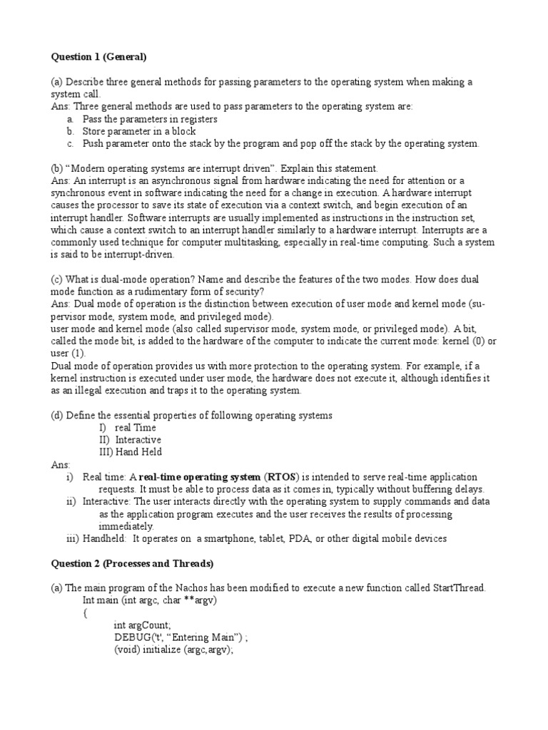 Operating System Answers | Download Free PDF | Operating System ... Operating System Answers | Download Free PDF | Operating System ...