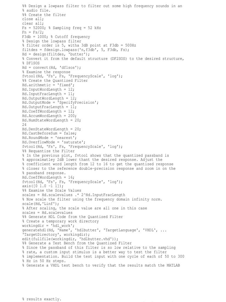 VHDL Code For Filter | PDF | Filter (Signal Processing) | Vhdl