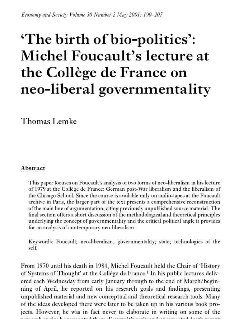 The Birth of Biopolitics | PDF