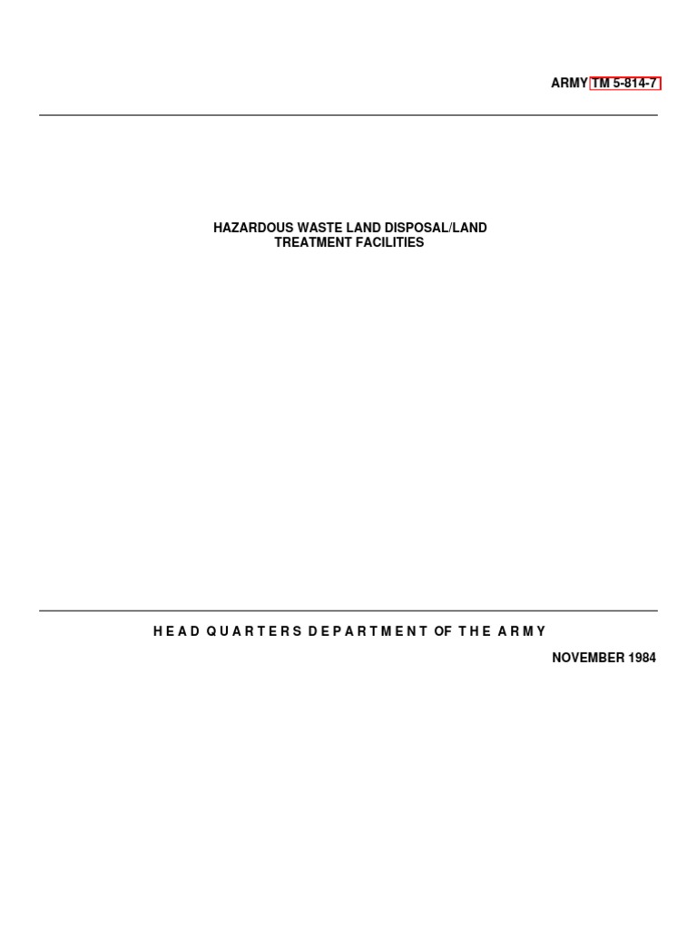 Hazardous Waste Land Disposal Land Treatment Facilities | PDF