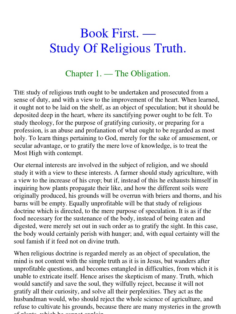 Book First. - Study of Religious Truth.: Chapter 1. - The Obligation ...