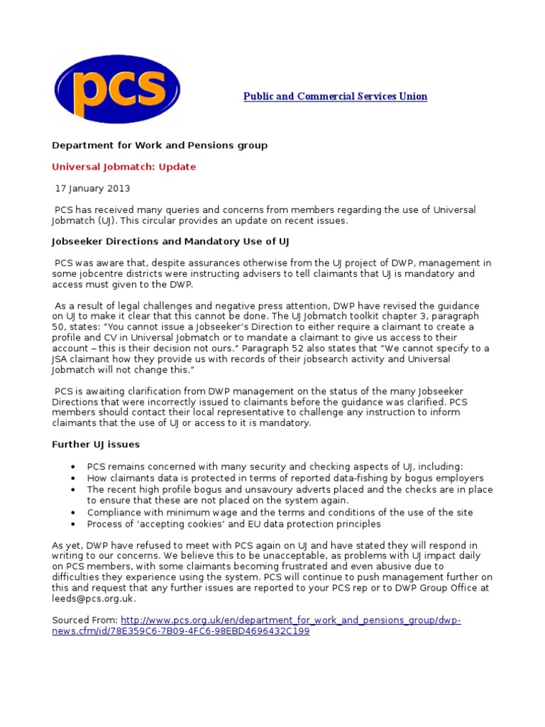 Universal Jobmatch - PCS Circular | PDF | Public Sphere | Social ...