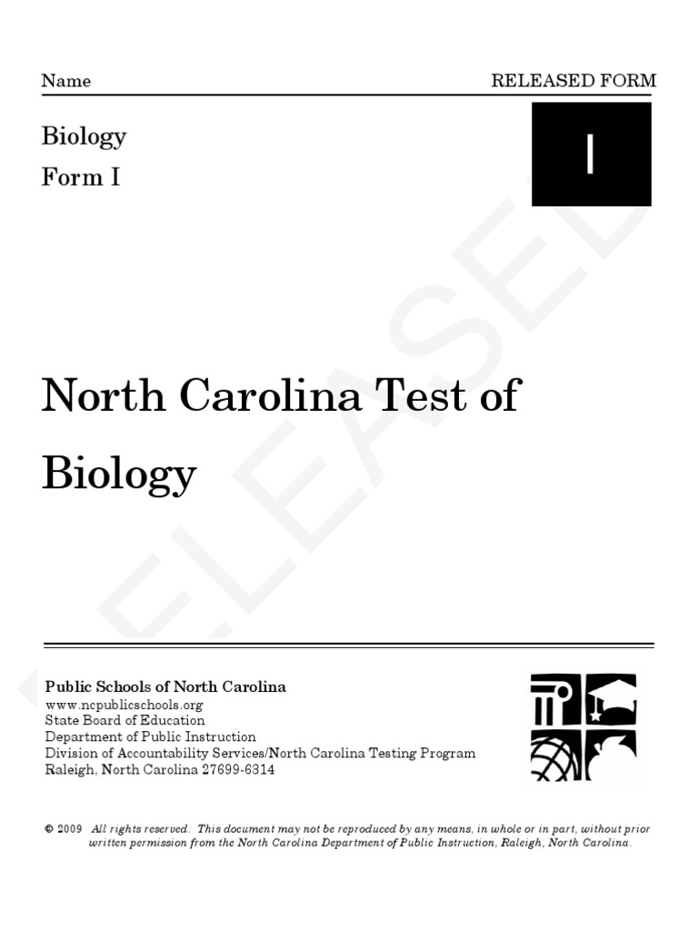 North Carolina Test of Biology: Released | PDF | Photosynthesis ...