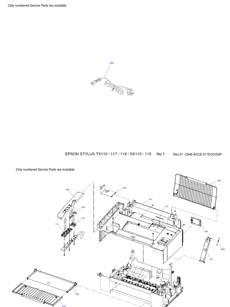 Stylus SX110 SX115 TX110-115 TX117 TX119 NX110 NX115 Parts List and ...