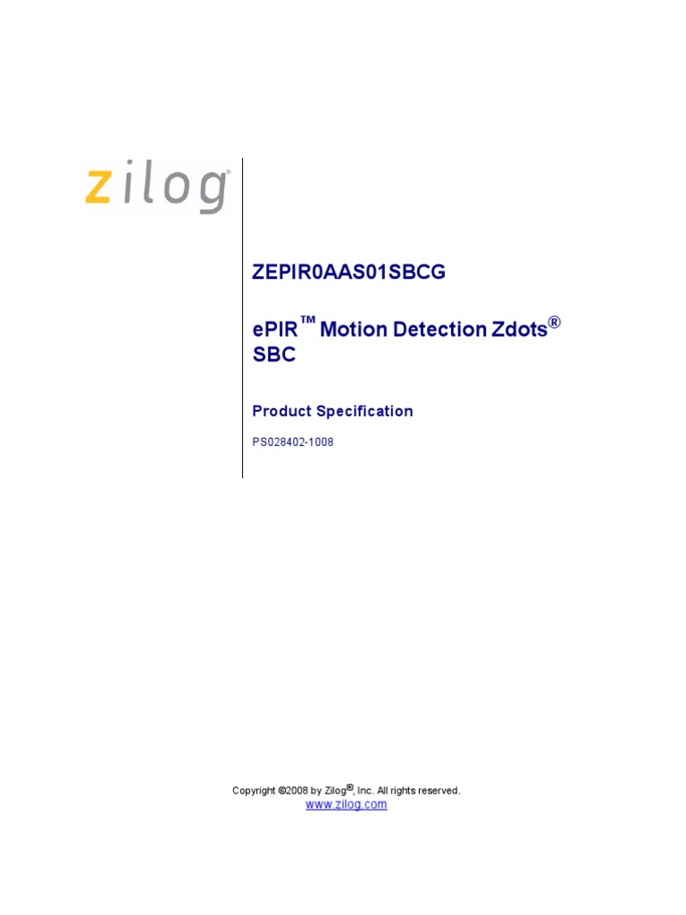 Epir Motion Detection Zdots SBC: Zepir0Aas01Sbcg | PDF | Interface ...