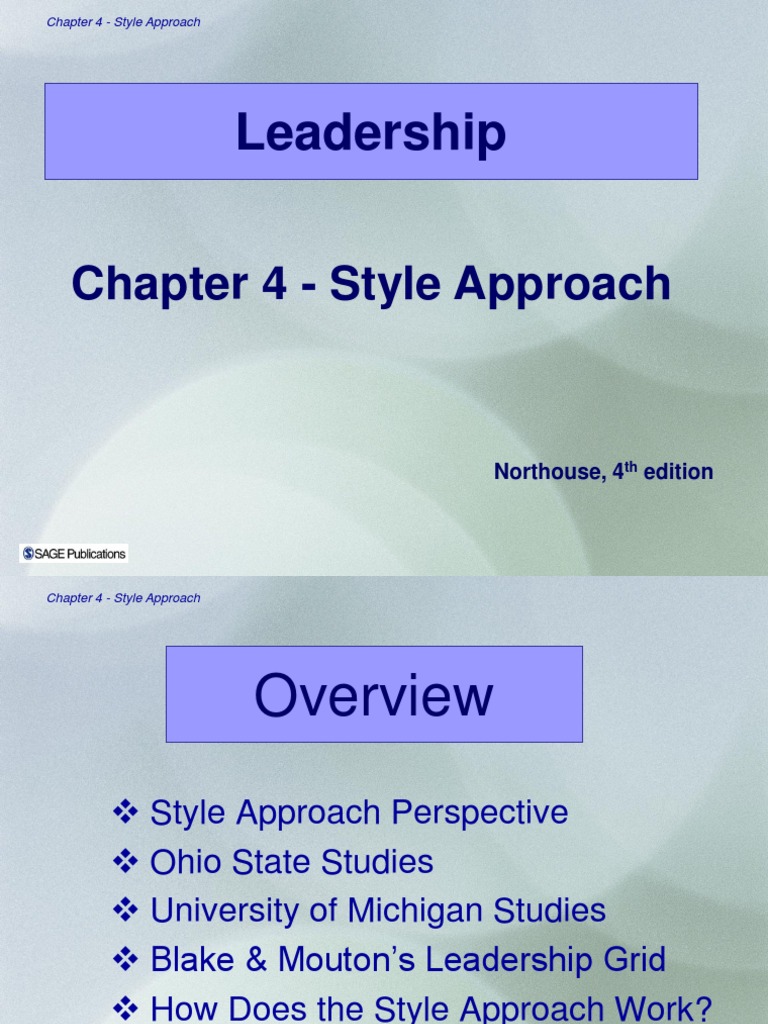 Leadership: Chapter 4 - Style Approach | PDF | Leadership | Applied ...