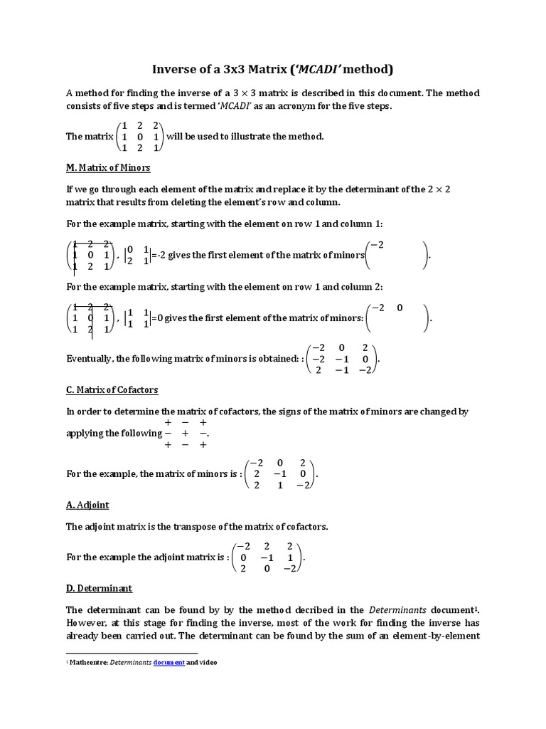 Inverse of A 3x3 Matrix. | PDF | Determinant | Matrix Theory